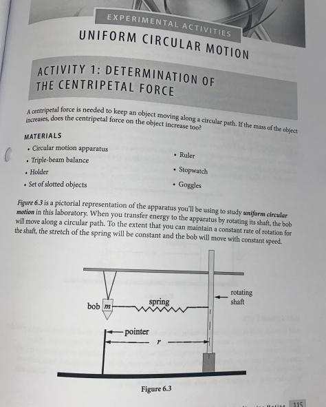Solved EXPERIMENTAL ACTIVITIES UNIFORM CIRCULAR MOTION | Chegg.com