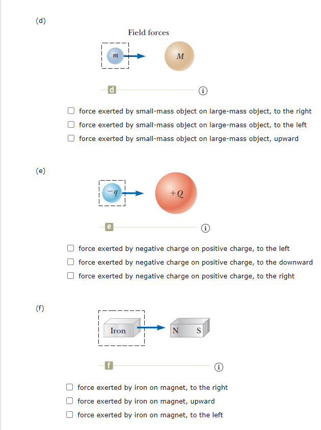 Solved (d) Field forces m M i force exerted by small-mass | Chegg.com