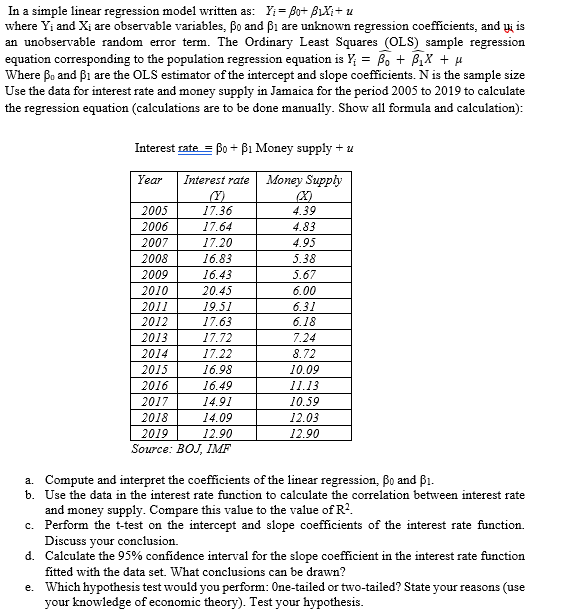 Solved In a simple linear regression model written as: | Chegg.com