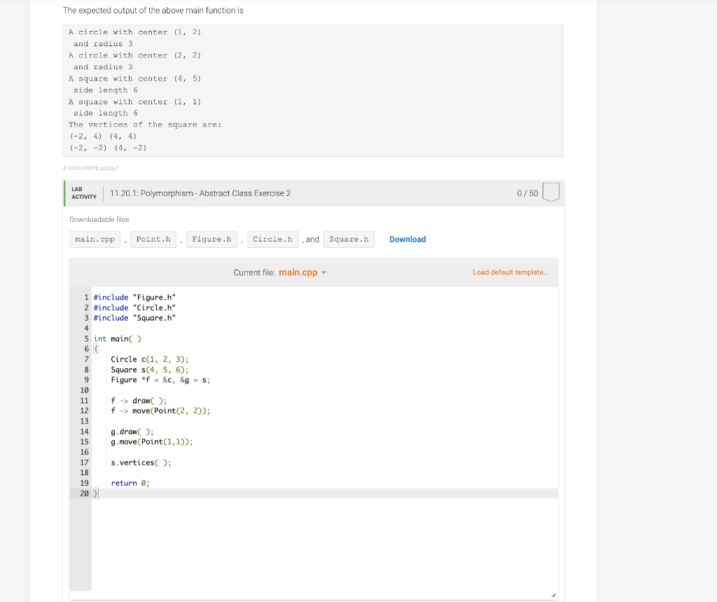 Solved 11.20 Polymorphism - Abstract Class Exercise 2 Given | Chegg.com