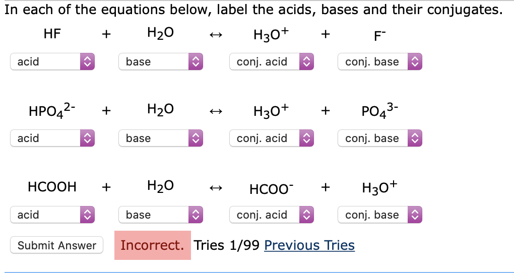 Solved In each of the equations below, label the acids, | Chegg.com