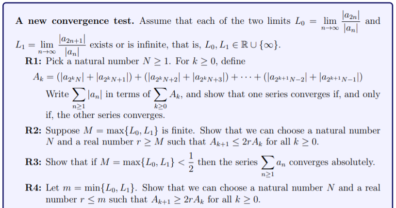 Solved = lim 100 jazn A new convergence test. Assume that | Chegg.com