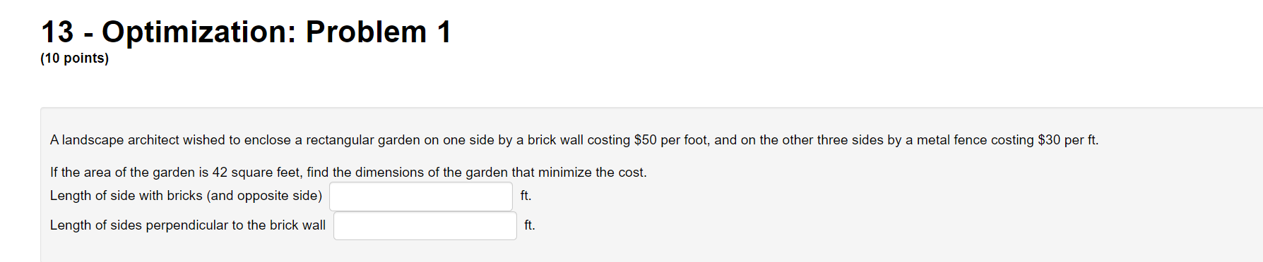 Solved 13 - Optimization: Problem 1 - (10 points) A | Chegg.com