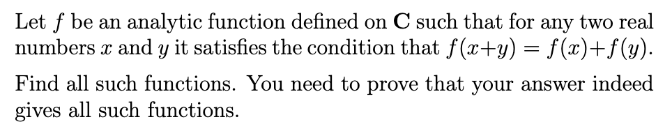 Solved Let f be an analytic function defined on C such that | Chegg.com