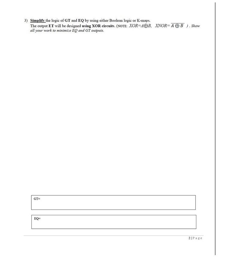 Solved LAB 4: Comparator Design with Minimization and | Chegg.com