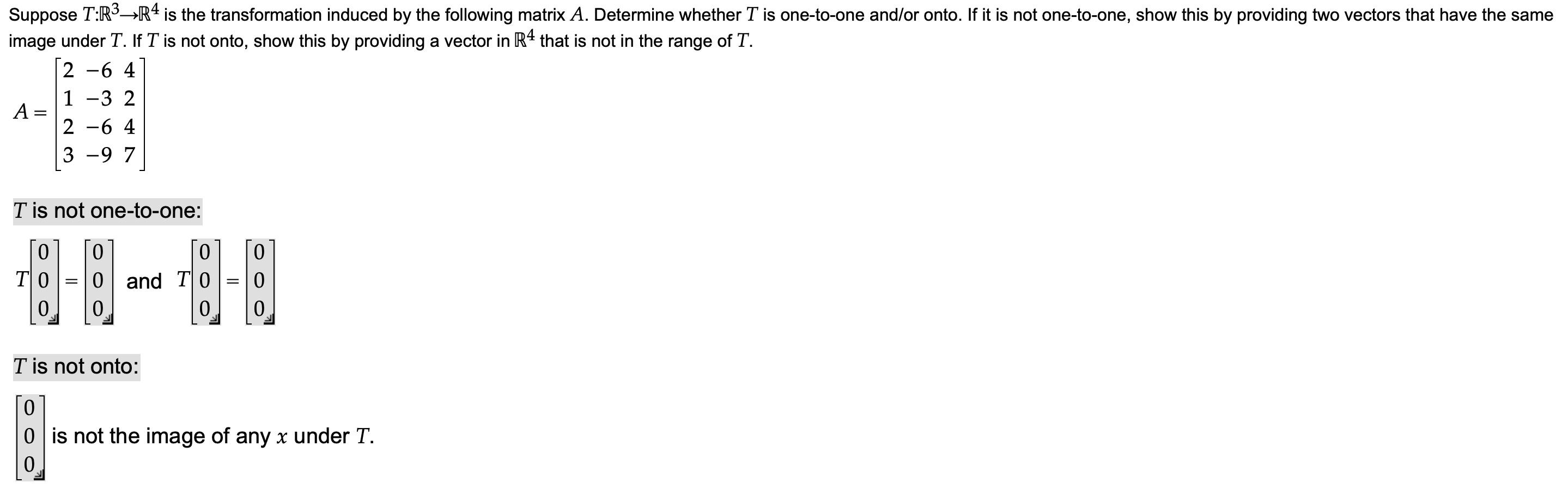Solved Suppose T:R3>R4 is the transformation induced by the | Chegg.com