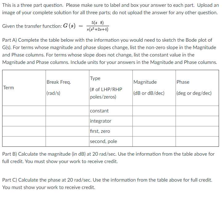 This is a three part question. Please make sure to | Chegg.com