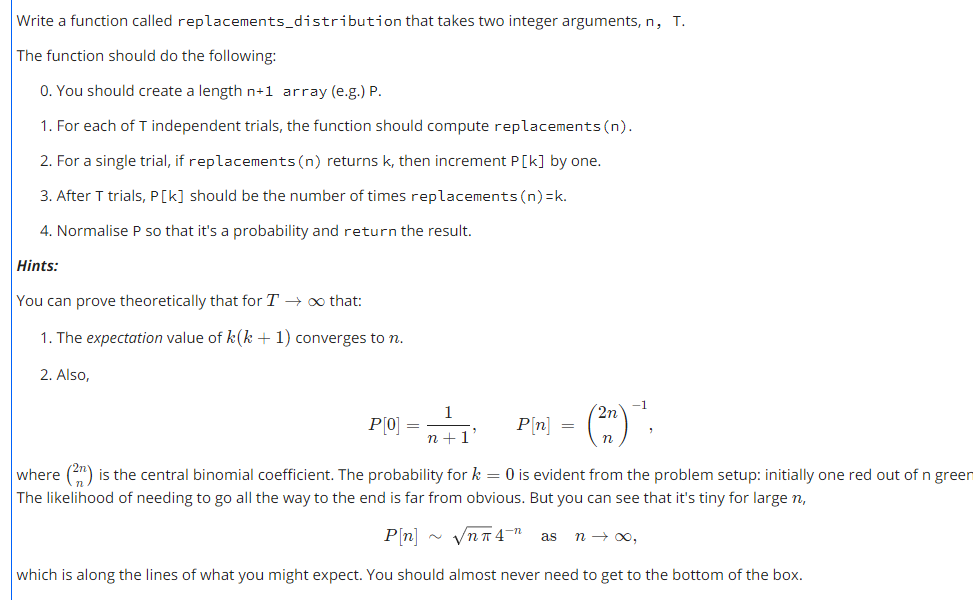 Write A Function Called Replacements Distribution