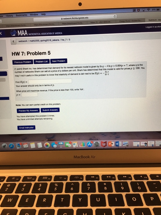 Solved MAA MATHEMATICAL ASSOCIATION OF AMERIA webwork / HW | Chegg.com