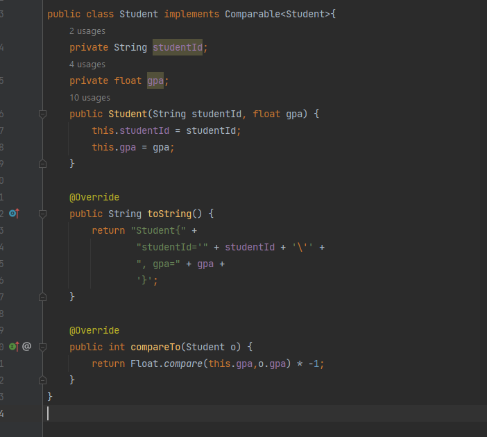 Solved blic class Student implements Comparable>{ 2 usages | Chegg.com