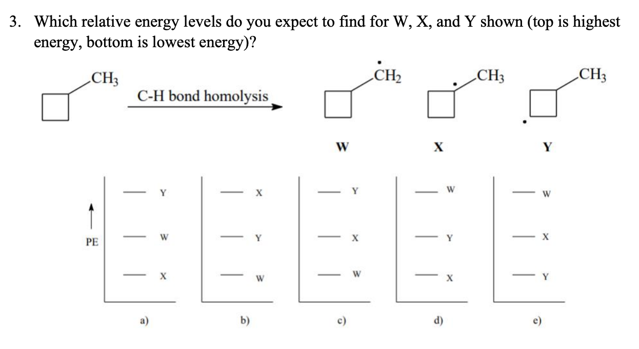 Solved 3. Which relative energy levels do you expect to find | Chegg.com