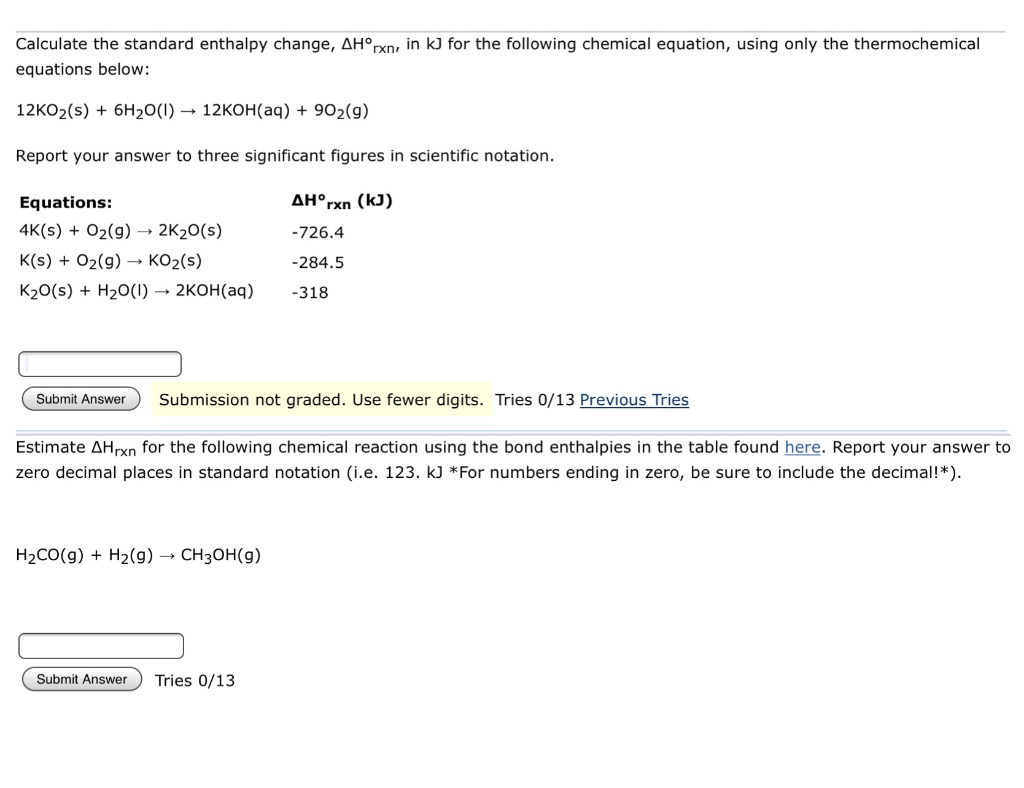 Solved Calculate the standard enthalpy change, AH°rxn, in kJ | Chegg.com