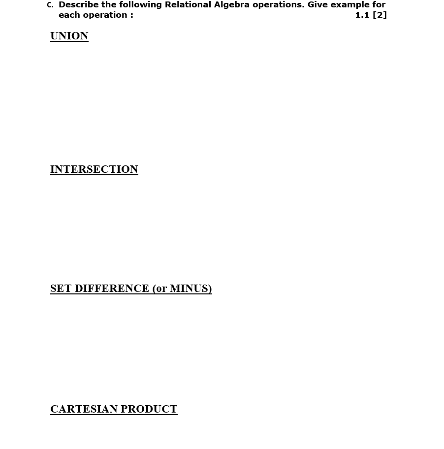 Solved C. ﻿Describe the following Relational Algebra | Chegg.com