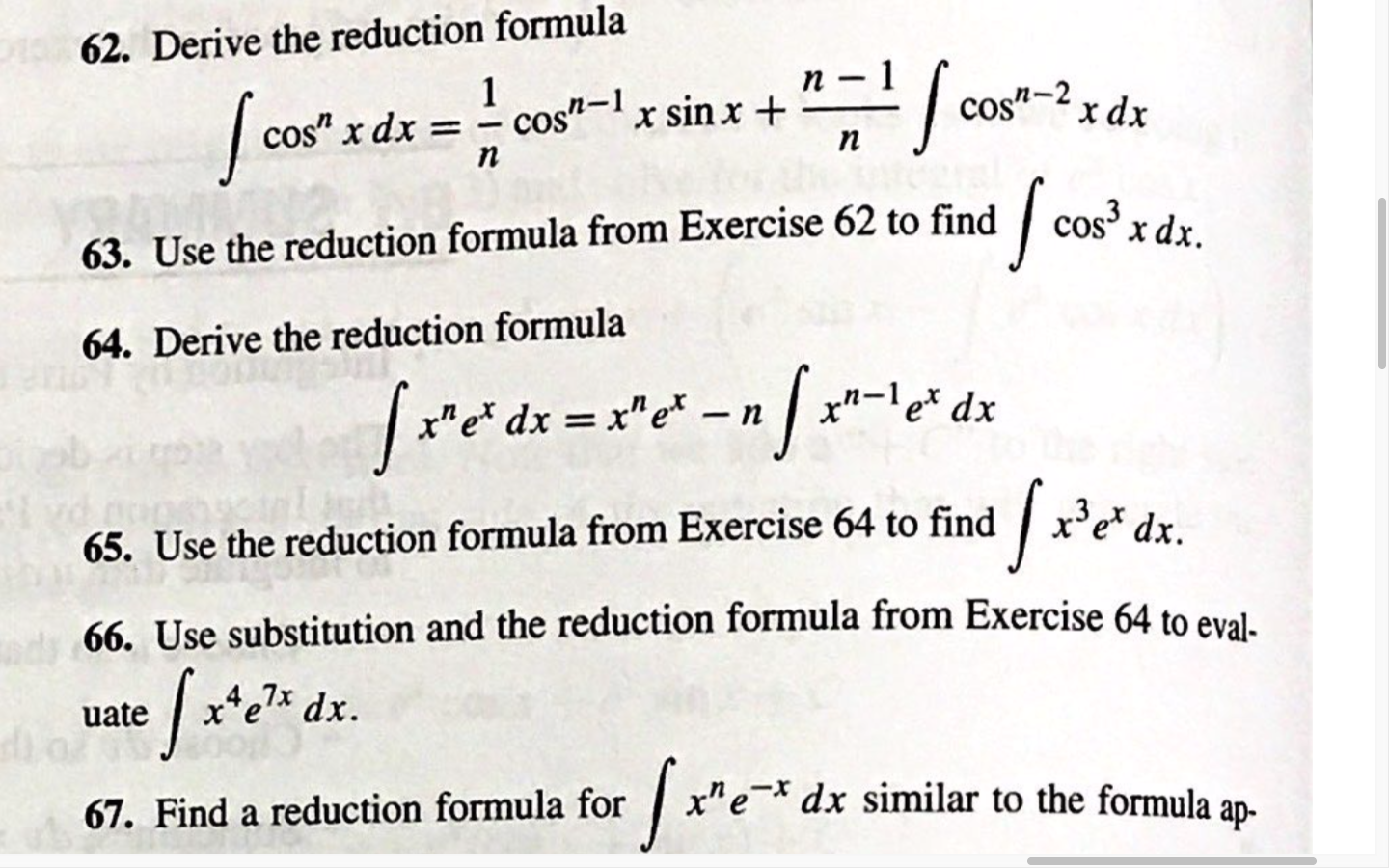Solved 62. Derive the reduction formula n-11 in-2 x dx | Chegg.com
