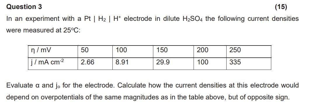 Solved In an experiment with a Pt∣H2∣H+electrode in dilute | Chegg.com