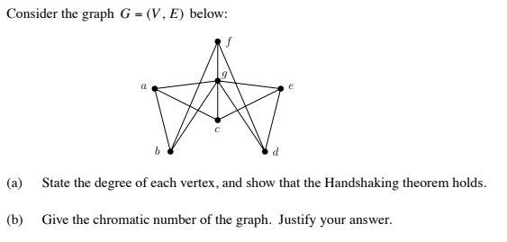 Solved Consider the graph G = (V, E) below: f (a) State the | Chegg.com