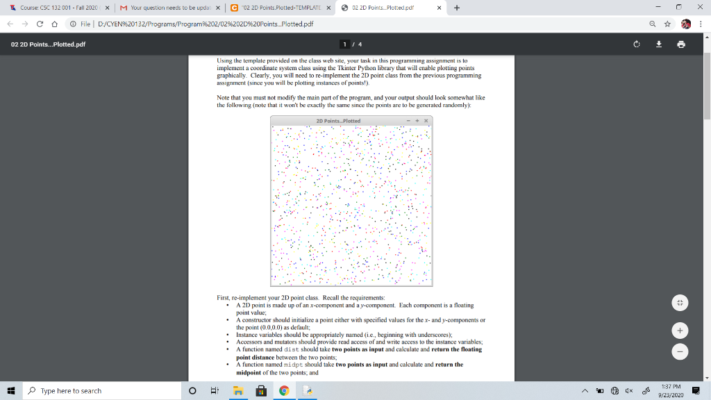 Course: CSC 132 001 - Fall 2020 X M Your question | Chegg.com