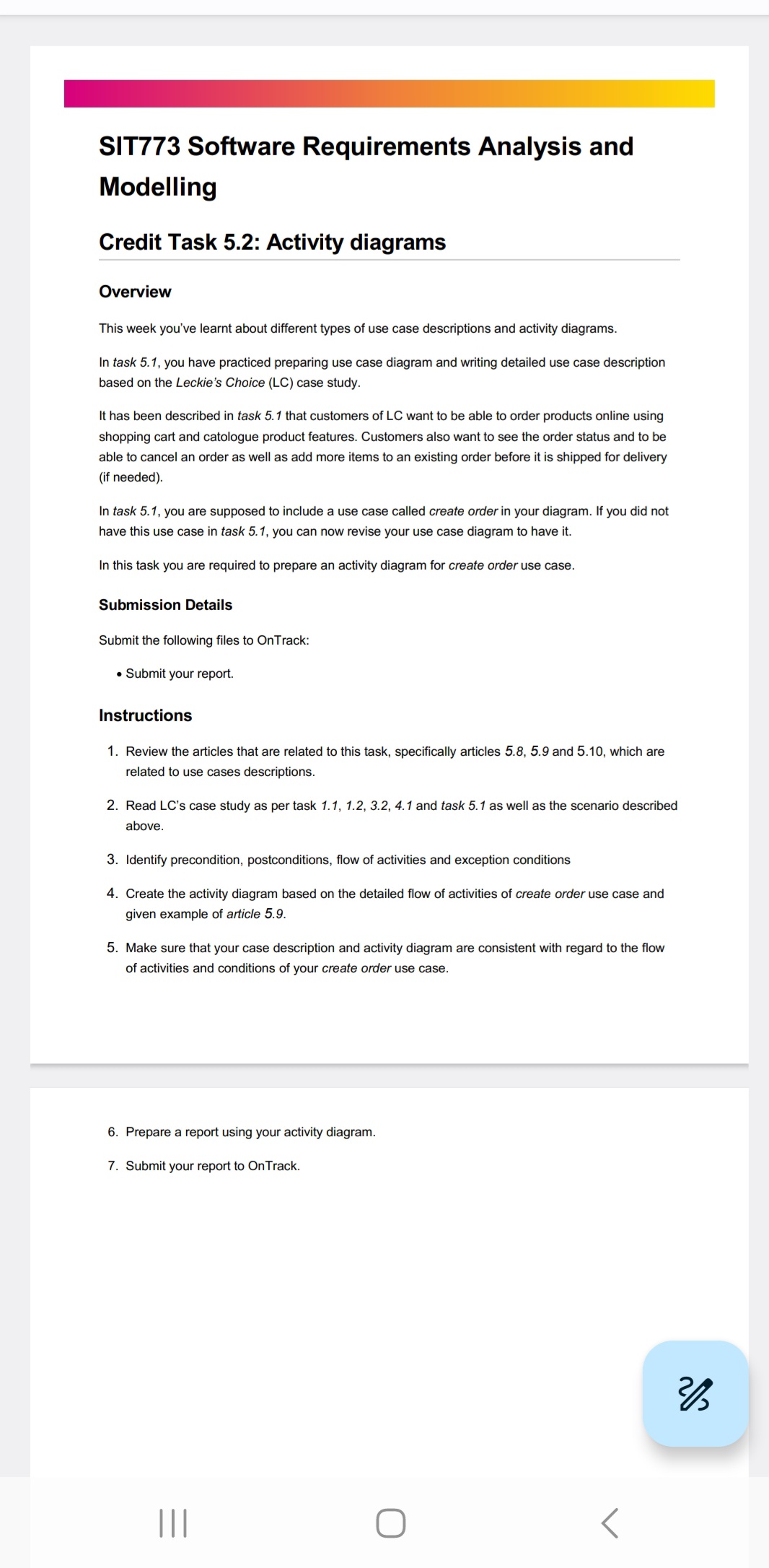 Solved SIT773 Software Requirements Analysis and Modelling | Chegg.com