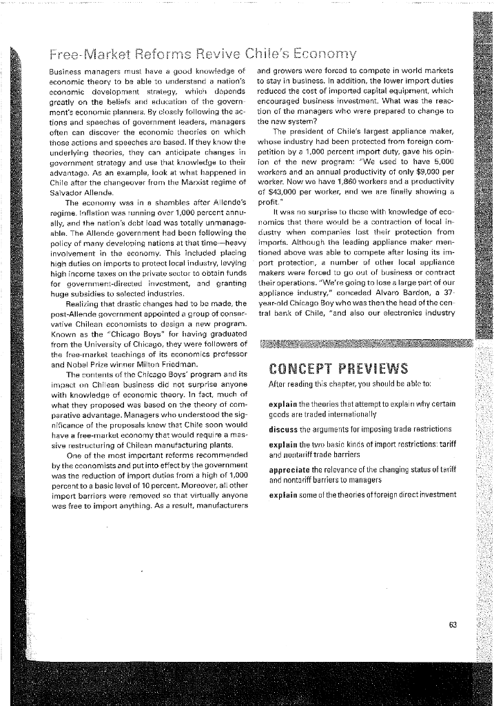 Solved free-market reforms review chile's economy Case Study | Chegg.com