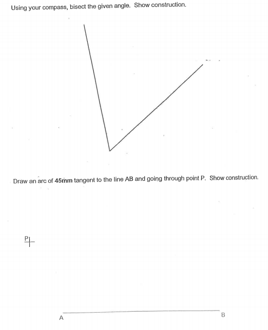 Solved Using your compass, bisect the given angle. Show | Chegg.com