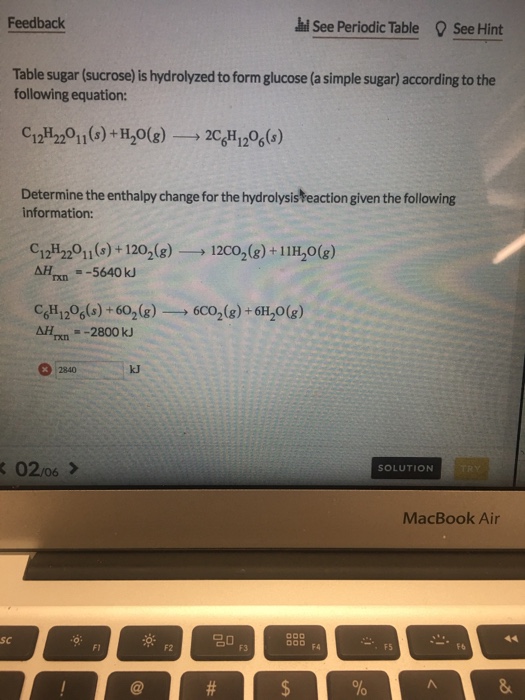 Solved Feedback lal See Periodic Table See Hint Table sugar | Chegg.com