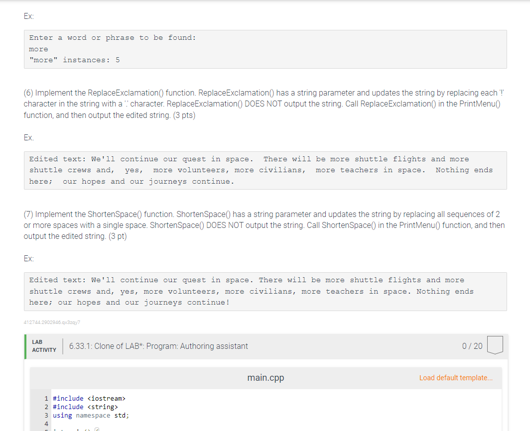Solved 6.33 Clone of LAB∗: Program: Authoring assistant (1) | Chegg.com