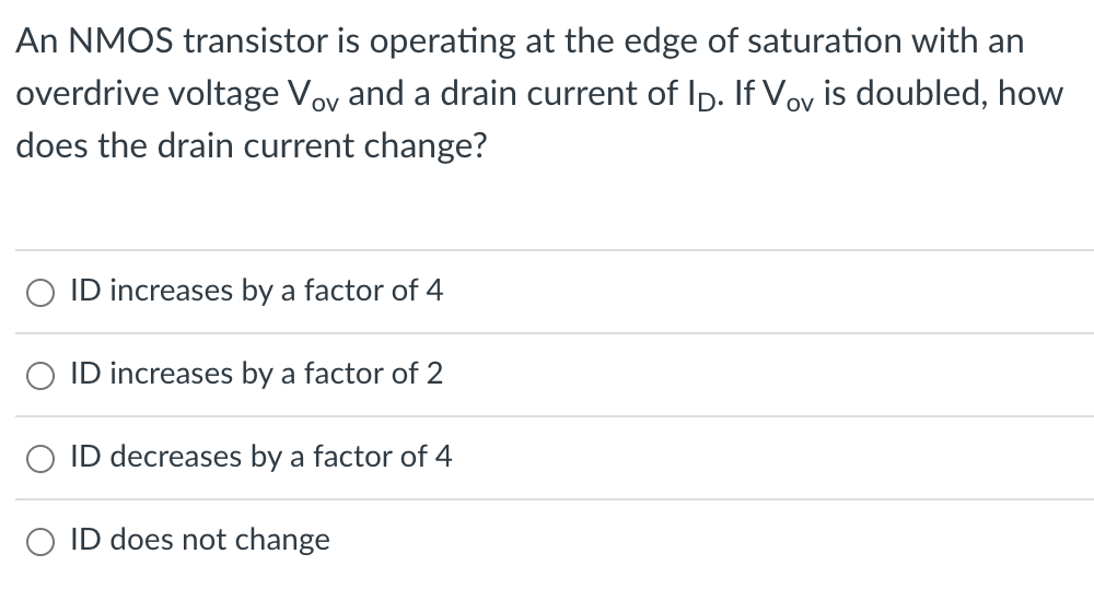 Solved An NMOS transistor is operating at the edge of | Chegg.com