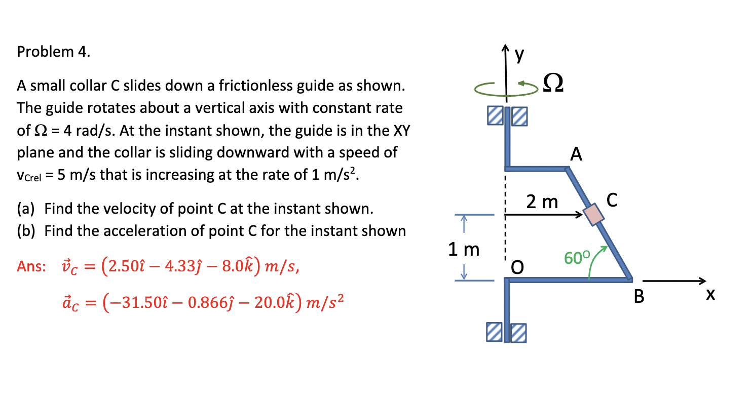 Solved Problem 4. у Be 22 Za A small collar C slides down a | Chegg.com