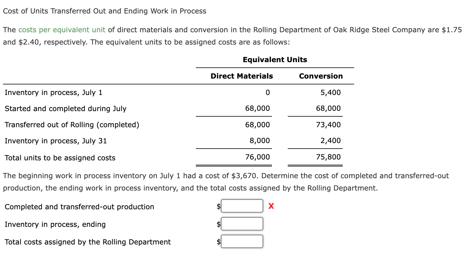 Solved Cost of Units Transferred Out and Ending Work in | Chegg.com