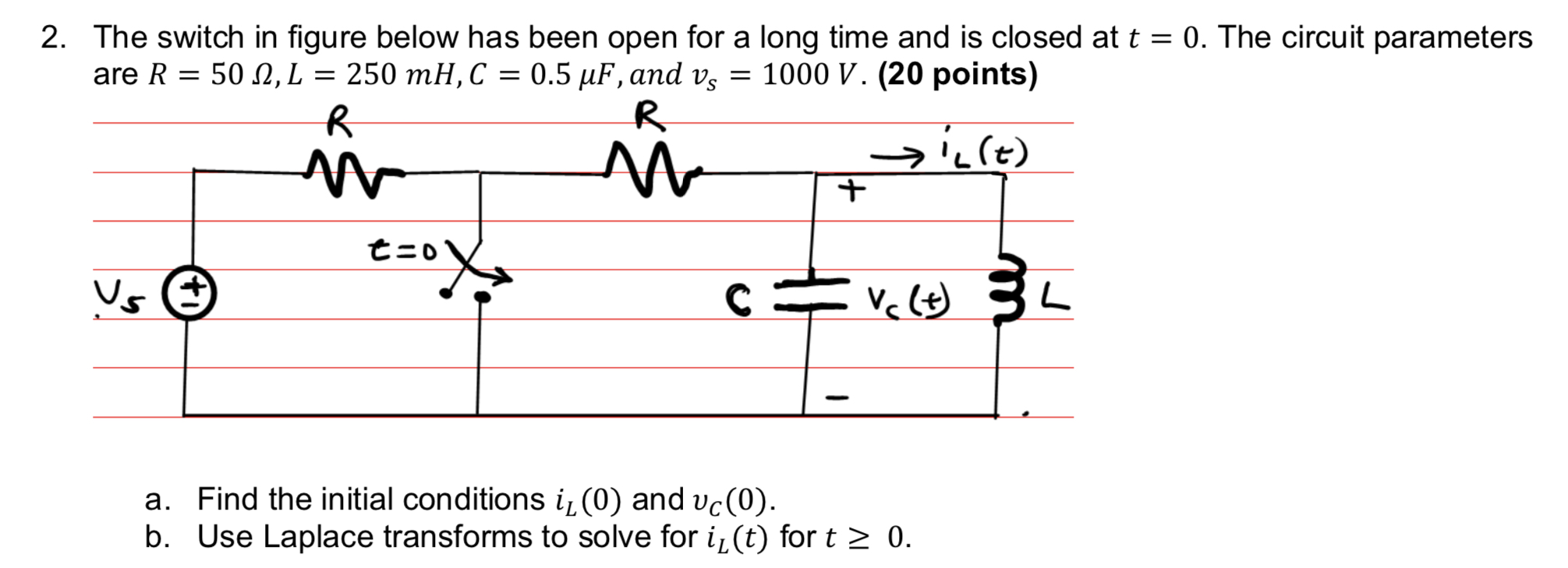 Solved The switch in figure below has been open for a long | Chegg.com