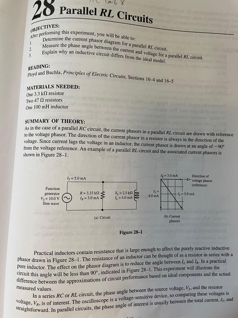 Solved 28 Parallel RL Circuits OBJECTIVES: After performing | Chegg.com