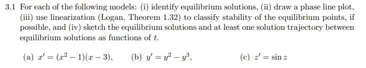 Solved 3.1 For each of the following models: (i) identify | Chegg.com