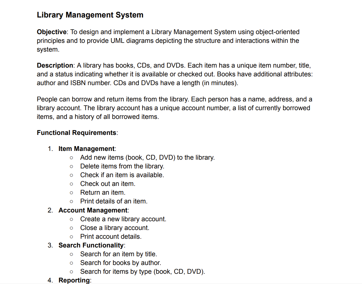 Solved Library Management System Objective: To design and | Chegg.com
