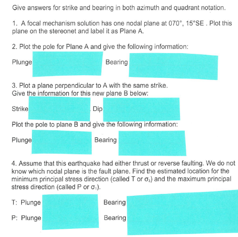 Solved Give answers for strike and bearing in both azimuth | Chegg.com