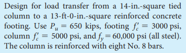 Solved Design for load transfer from a 14-in.-square tied | Chegg.com