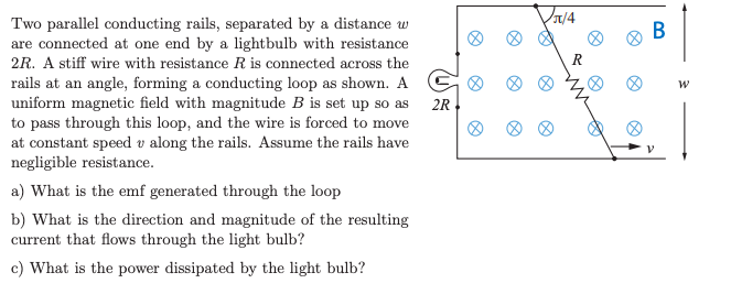 Solved V1/4 B B R w Two parallel conducting rails, separated | Chegg.com