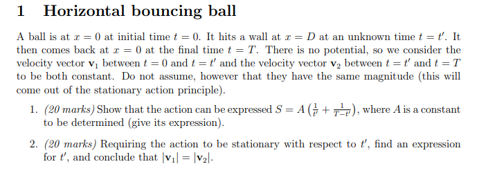 Solved 1 Horizontal bouncing ball A ball is at 1 = 0 at | Chegg.com