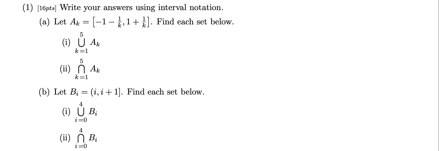 Solved 1 16pts Write Your Answers Using Interval 
