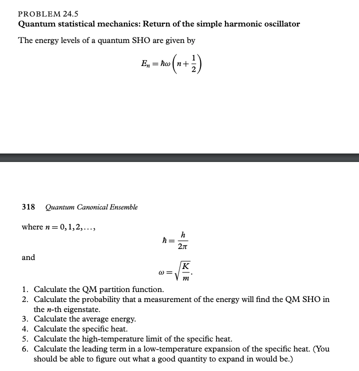 Solved PROBLEM 24.5 Quantum statistical mechanics: Return of | Chegg.com