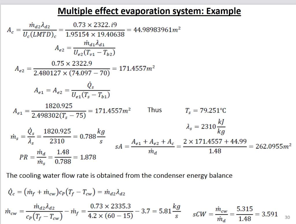 Multiple effect evaporation system: Example Feed | Chegg.com
