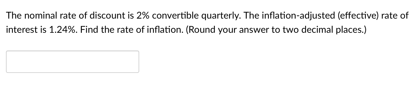 Solved The nominal rate of discount is 2% convertible | Chegg.com