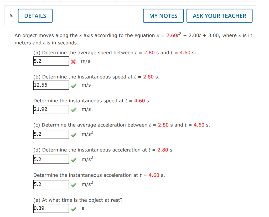 Solved An object moves along the x axis according to the | Chegg.com