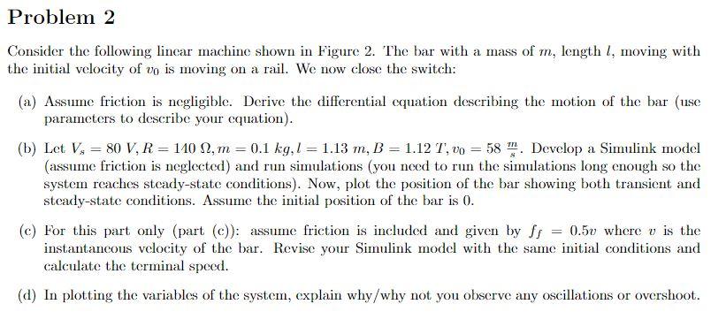 Problem 2 Consider the following linear machine shown | Chegg.com