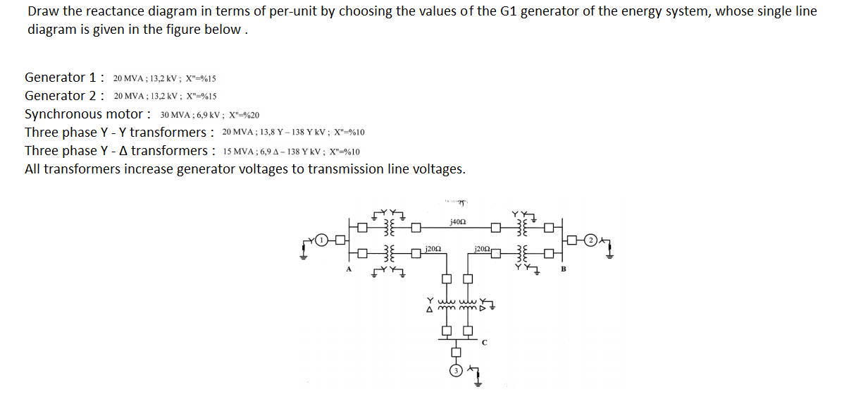 Solved Draw The Reactance Diagram In Terms Of Per Unit By