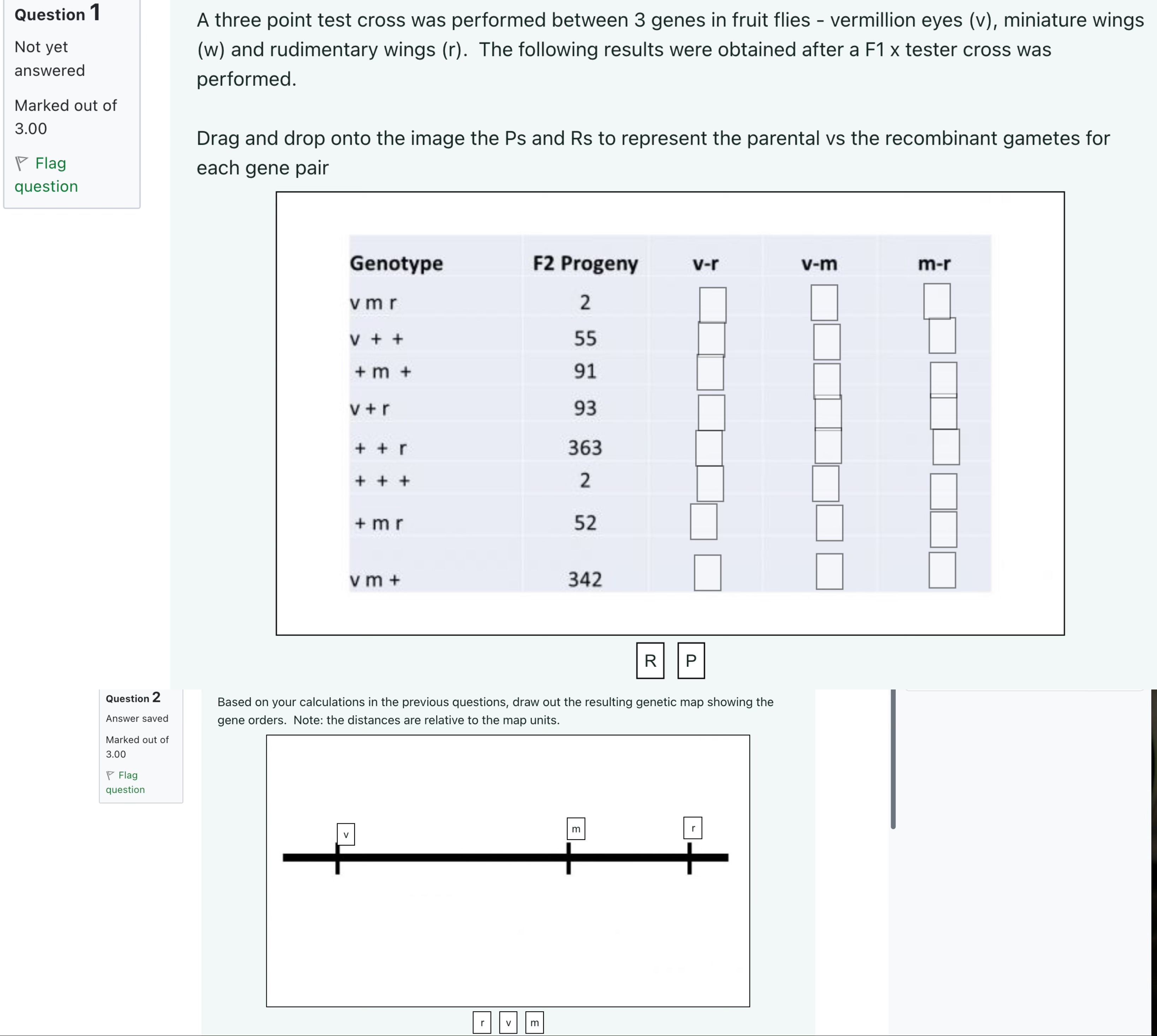 Solved A three point test cross was performed between 3 | Chegg.com