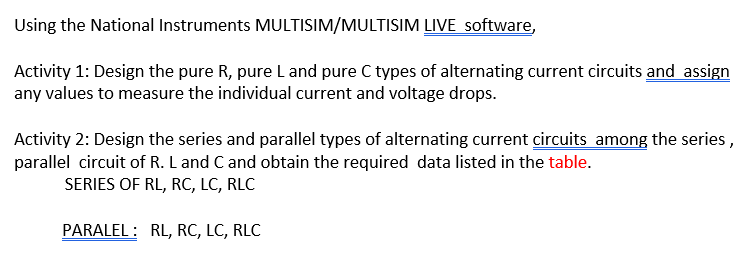 Solved Using the National Instruments MULTISIM/MULTISIM LIVE | Chegg.com