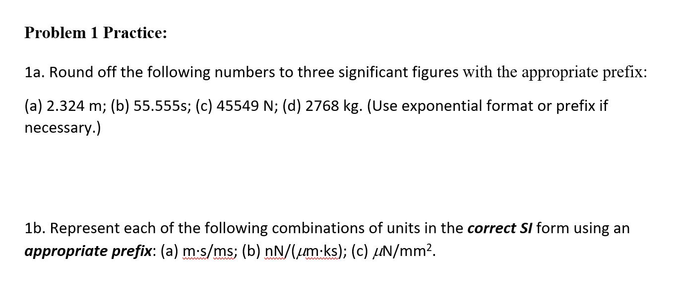 Solved Problem 1 Practice: 1a. Round off the following | Chegg.com