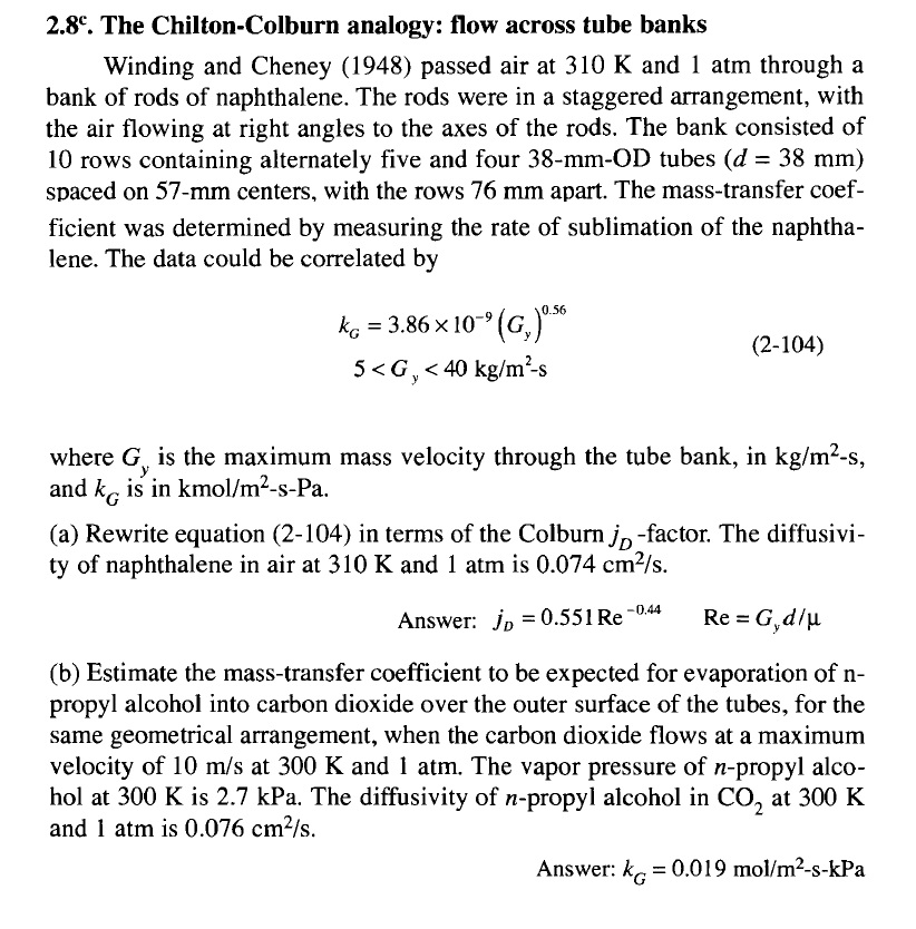 2.8. The Chilton-Colburn analogy: flow across tube | Chegg.com