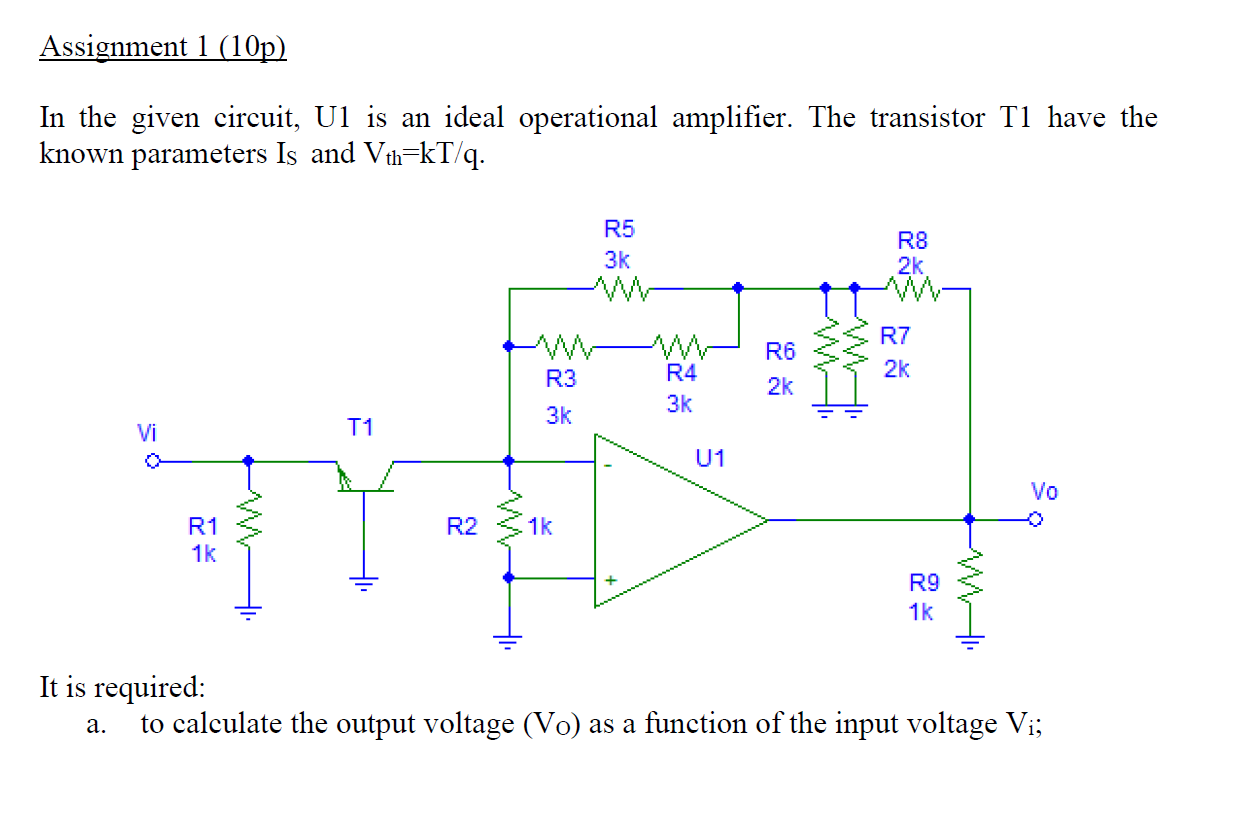 Solved In the given circuit, U1 is an ideal operational | Chegg.com