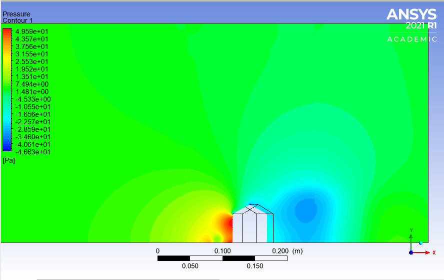 Solved ANSYS 2021 R1 ACADEMIC Pressure Contour 1 4.959e+01 | Chegg.com